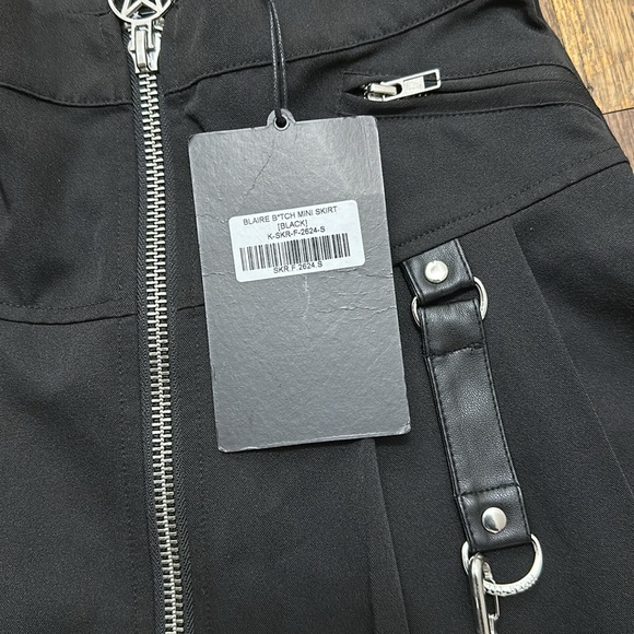 Killstar | Skirts | Killstar Black Silver Blaire Btch Pleated Mini ...